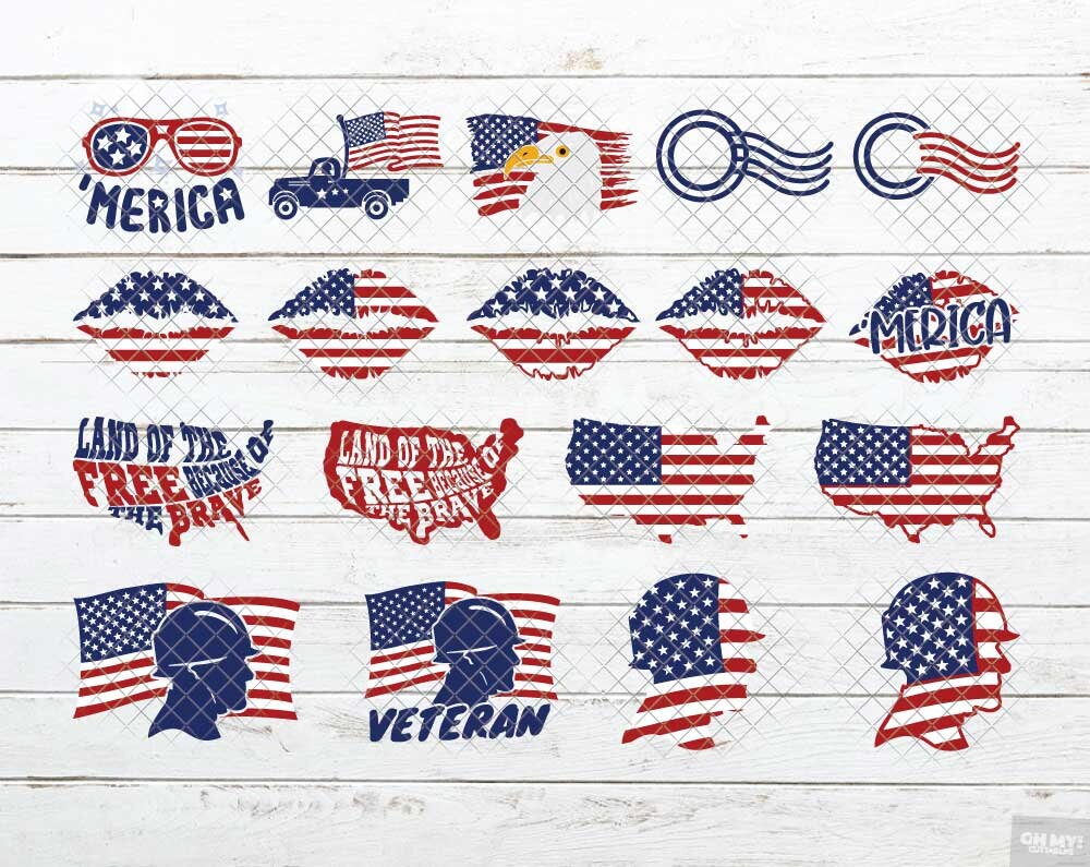 American Flag SVG Bundle Patriotic 4th Fourth of July Svg Dxf - Etsy