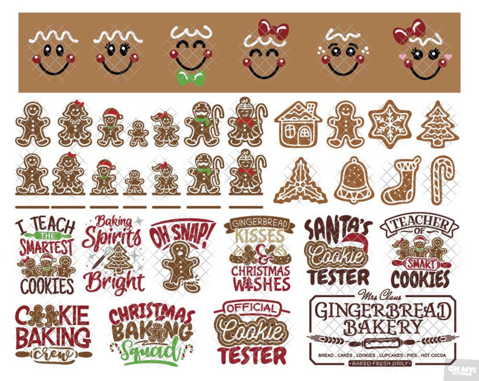 Gingerbread SVG Bundle Christmas Ornament Quotes Svg Dxf Eps Png Format ...