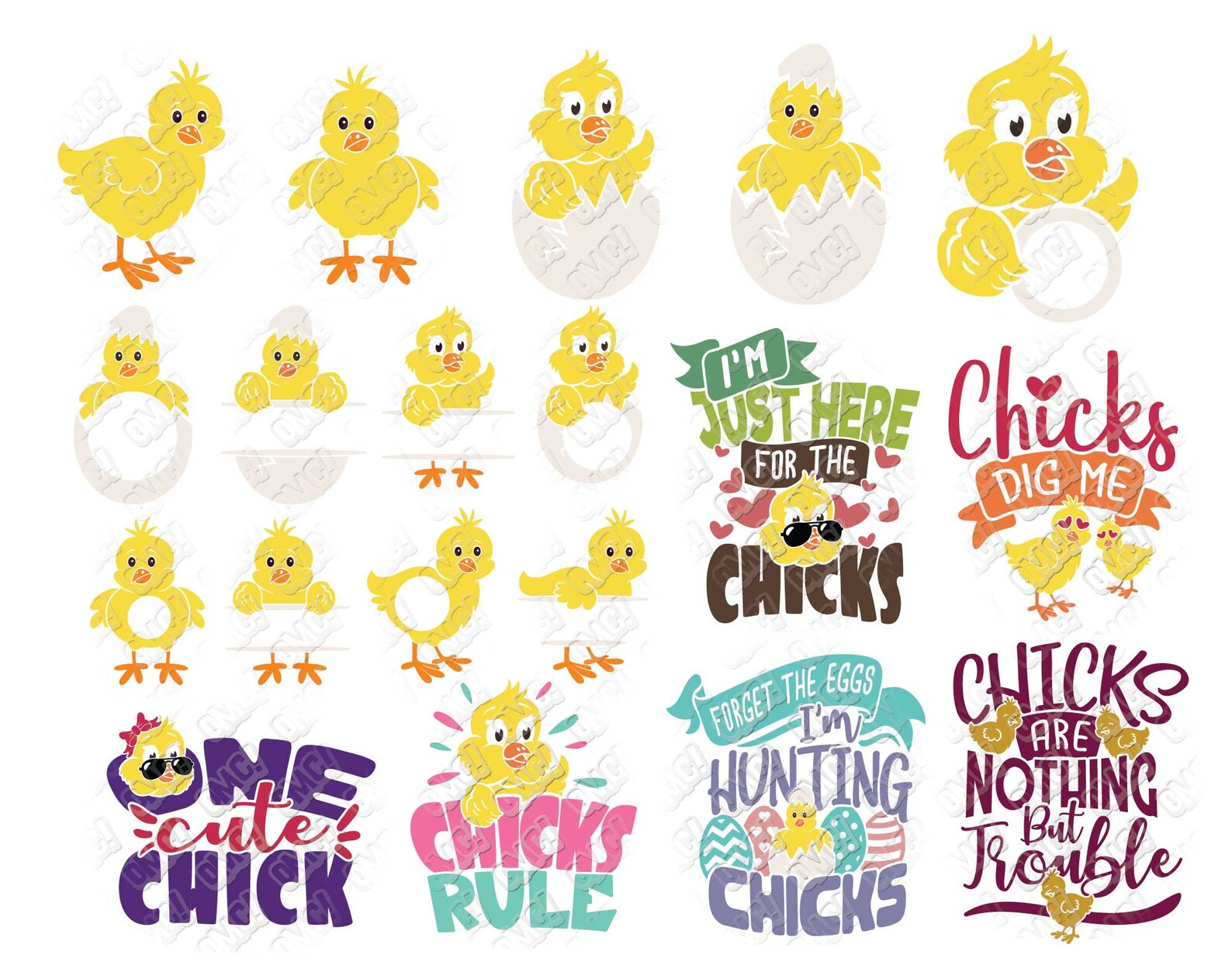 Easter Chick SVG Baby Silhouette Chicken Face Monogram Quotes | Etsy