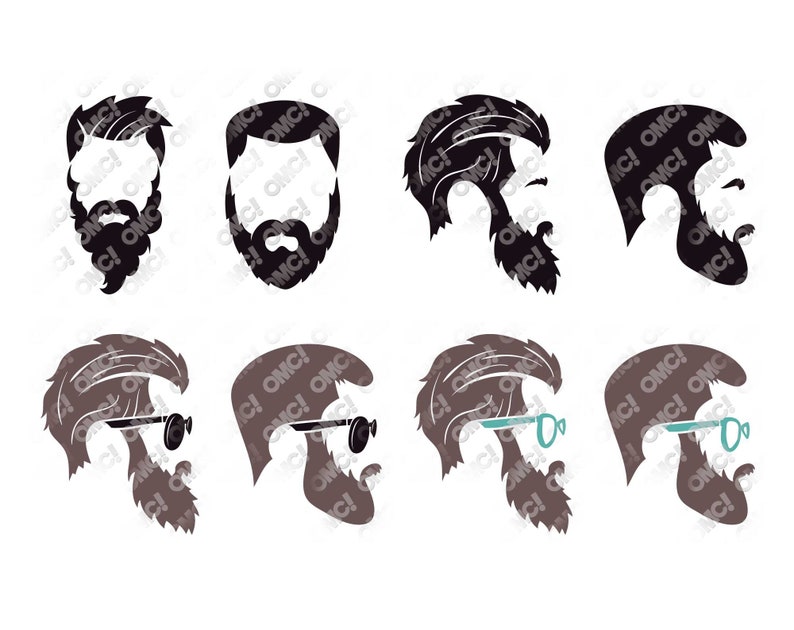Beard SVG File Bundle Svg Dxf Eps Jpeg Png Format Layered - Etsy