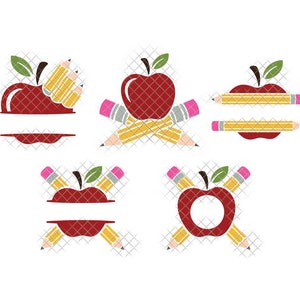 Pencil SVG Monogram Split Tumbler Apple Quotes School Svg Dxf Eps Jpeg ...
