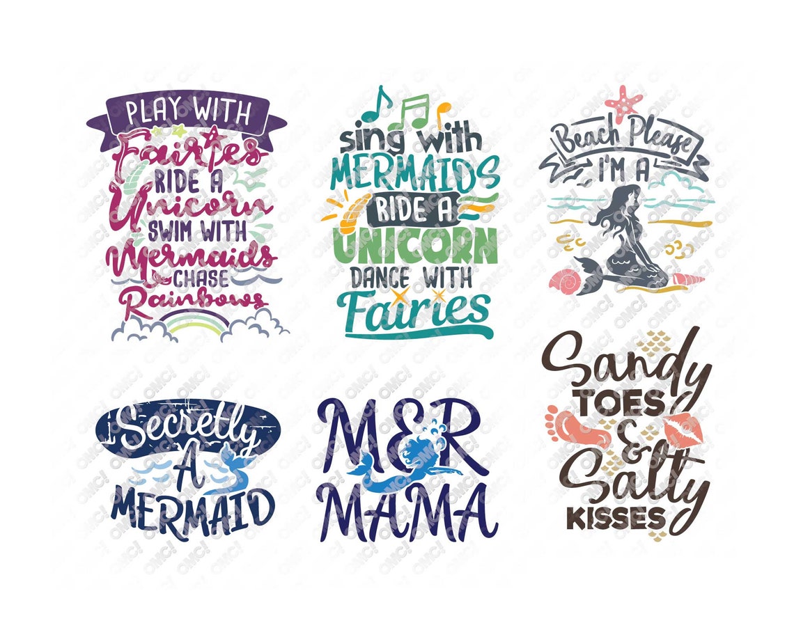 Mermaid SVG Bundle 2 Quotes Sayings Phrases Svg Dxf Eps Jpeg | Etsy