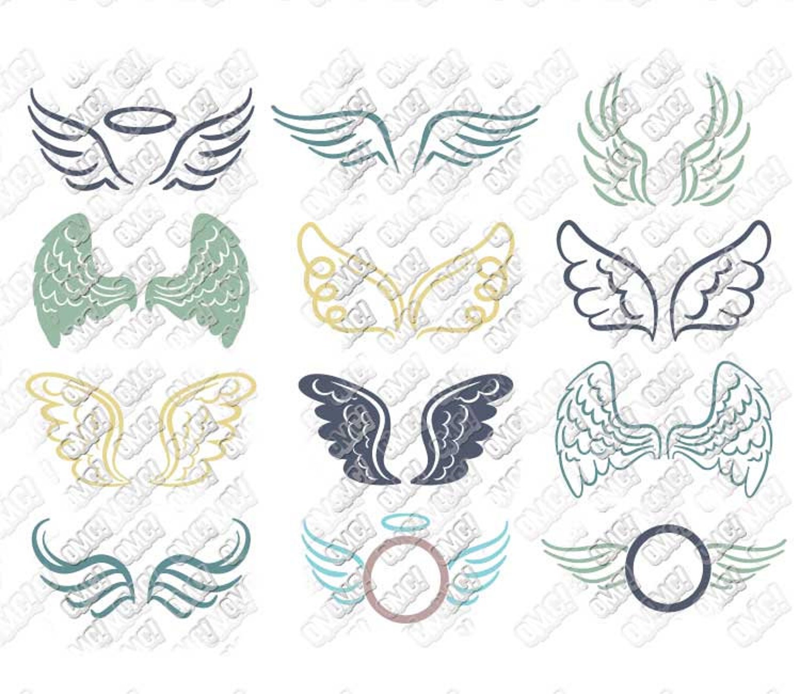 Angel Wings SVG Monogram Bundle Svg Dxf Eps Jpeg Png Format | Etsy