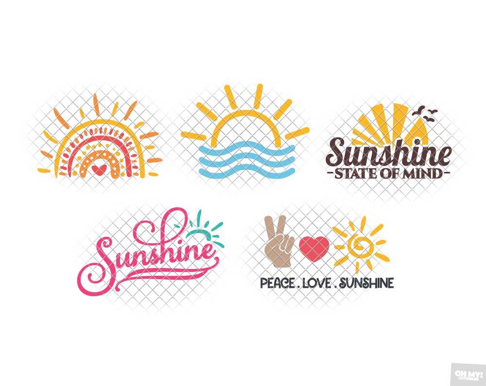 Sunshine SVG & Sublimation PNG Bundle With Dxf, Eps, Jpg Format ...