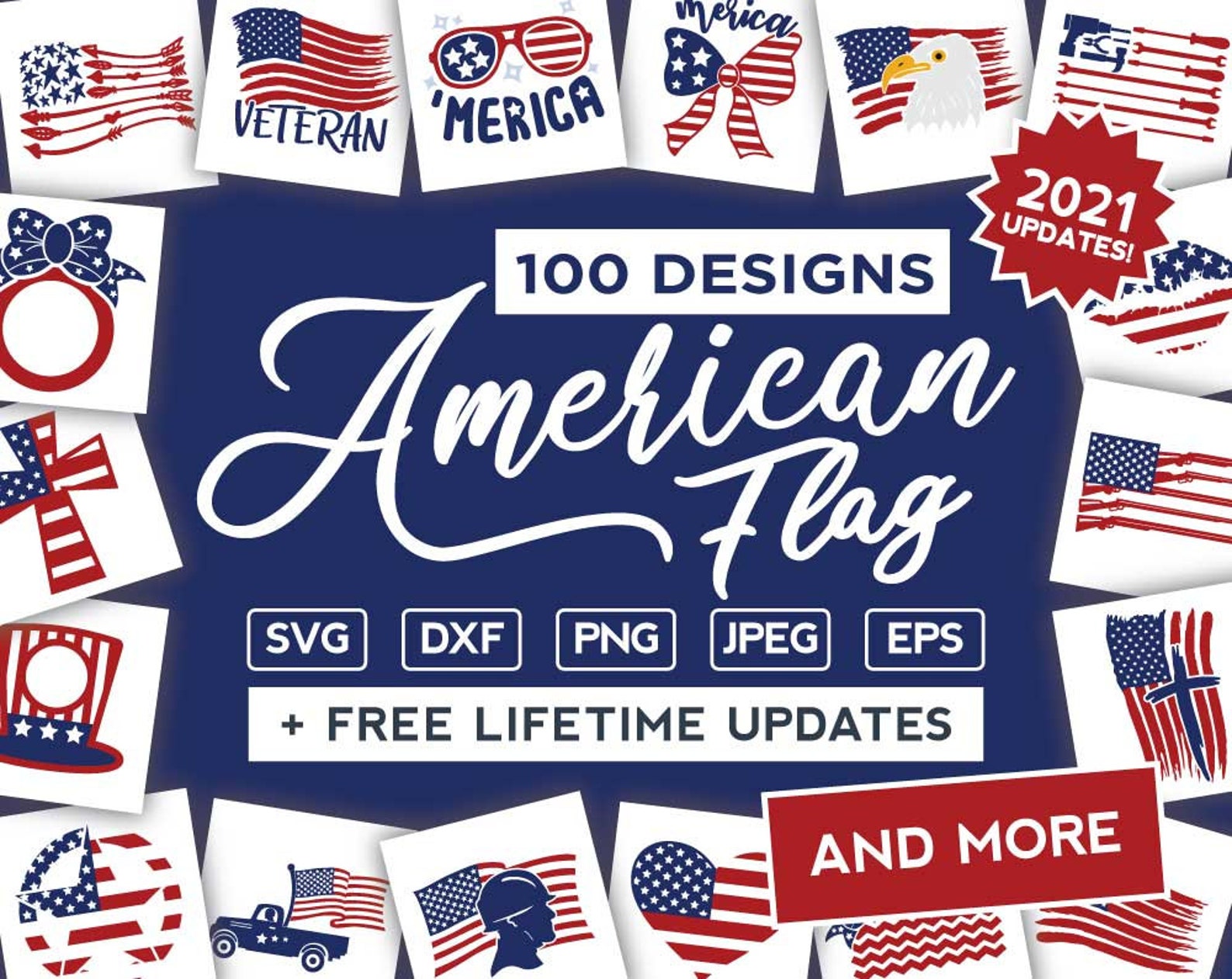 American Flag SVG Bundle Patriotic 4th Fourth of July Svg Dxf - Etsy