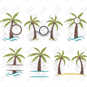 Palm Tree SVG Monogram Bundle Coconut Beach Summer Vacation Svg Dxf Eps ...