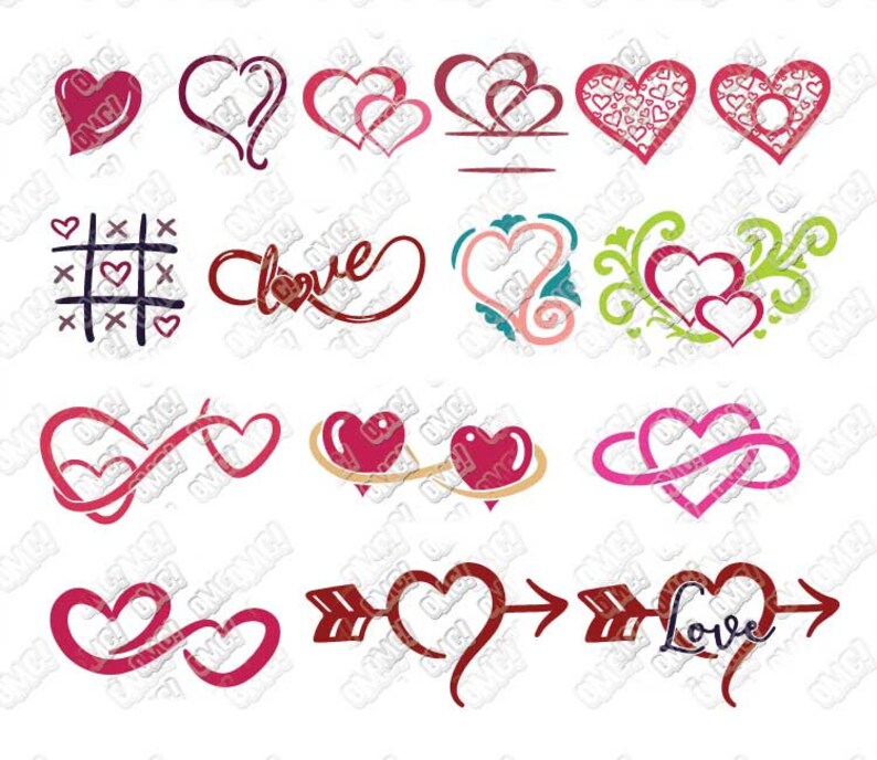 Cuore SVG Bundle Valentine Monogram Love svg dxf eps jpeg - Etsy Italia