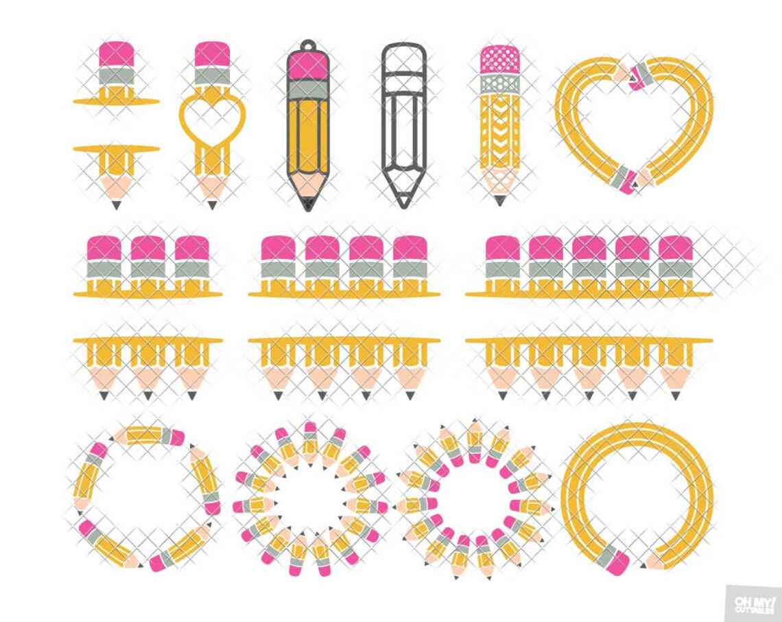 Pencil SVG Monogram Split Tumbler Apple Quotes School Svg Dxf | Etsy