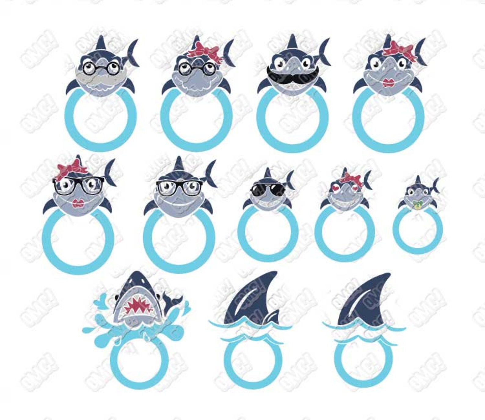 Shark SVG Bundle Monogram Split Cute Svg Dxf Eps Jpeg Png - Etsy