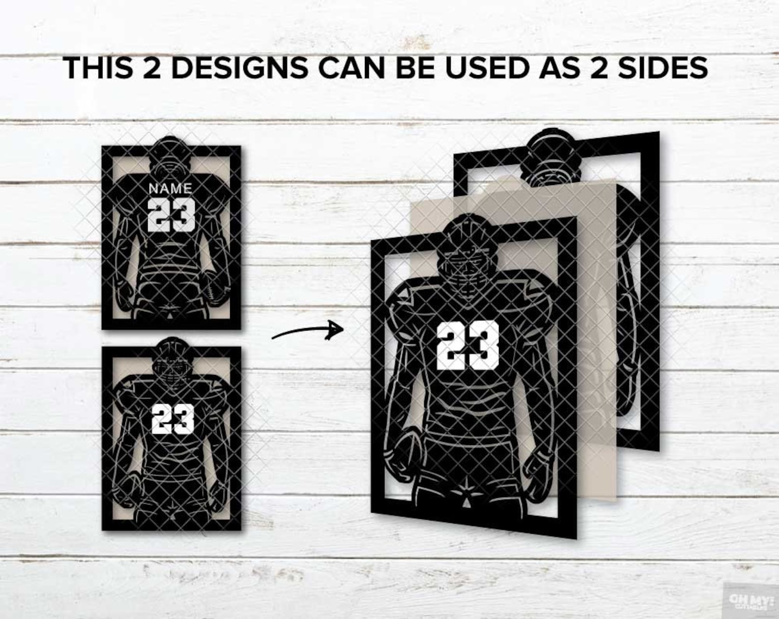 Football Signage SVG Personalized Laser Cut Template Cut Files - Etsy