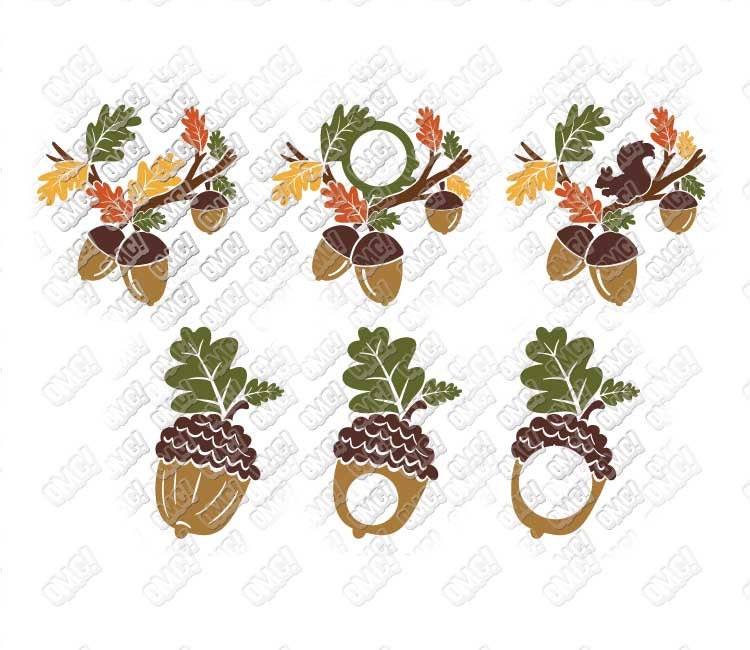 Acorn SVG Oak Tree Leaves Squirrel Monogram Thanksgiving Fall | Etsy