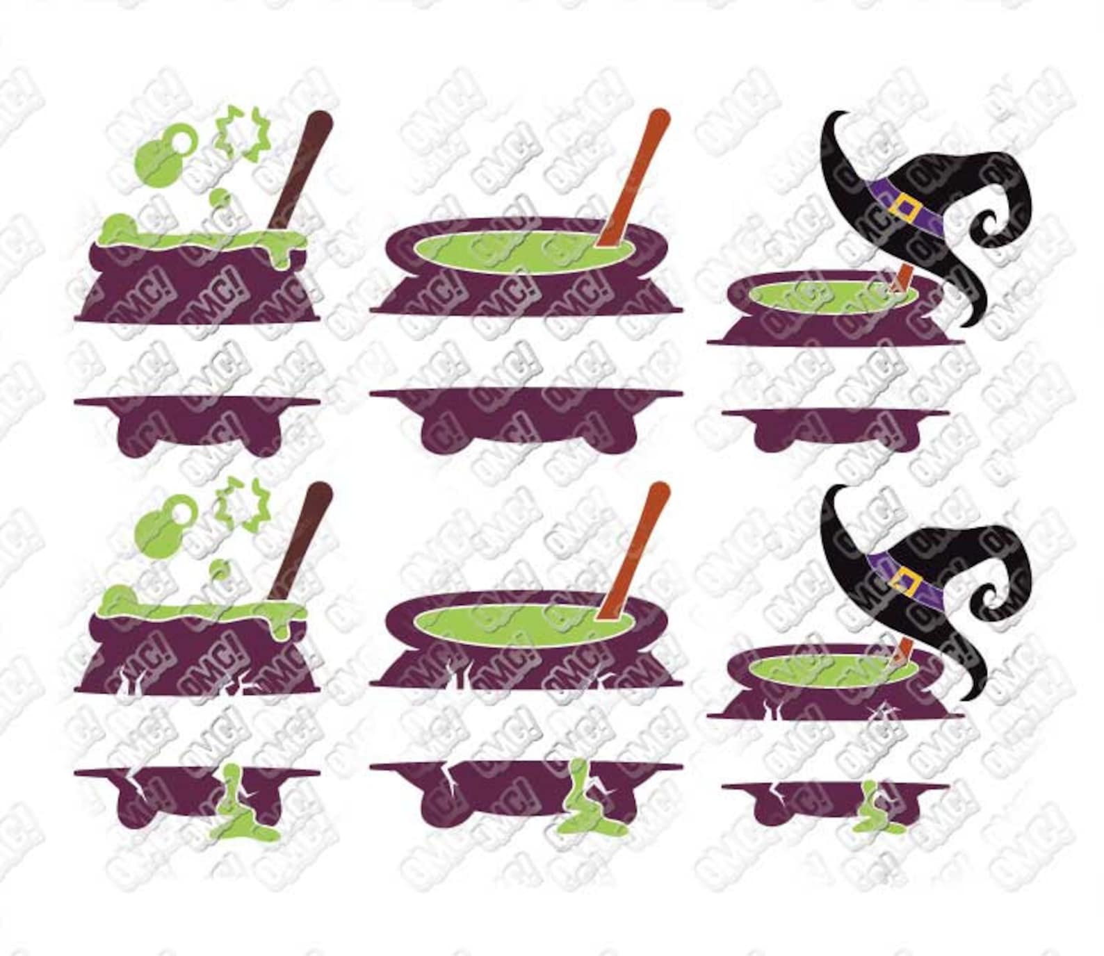 Cauldron SVG Halloween Monogram Bundle Witch Spell Svg Dxf Eps - Etsy