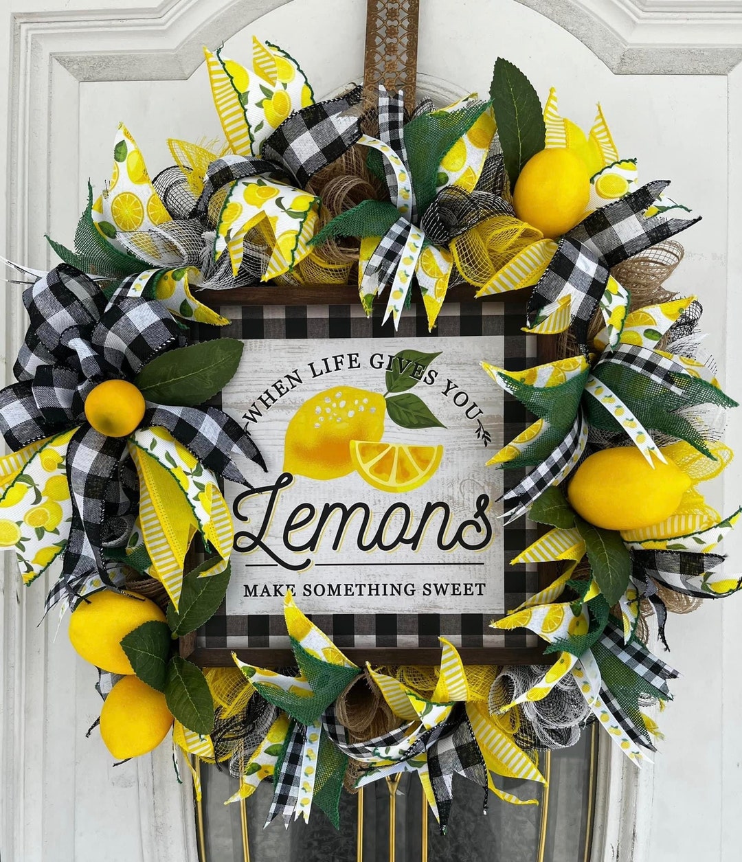 Lemon Deco Mesh Door Wreath - Etsy