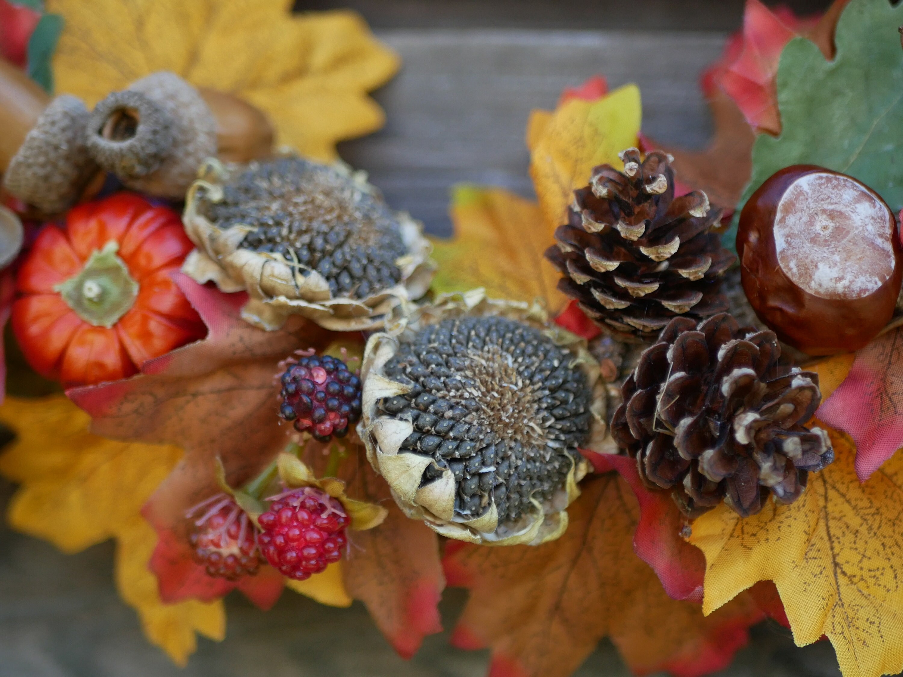 Autumn wreath Sunflower Berry Pumpkin Acorns wreath Front | Etsy