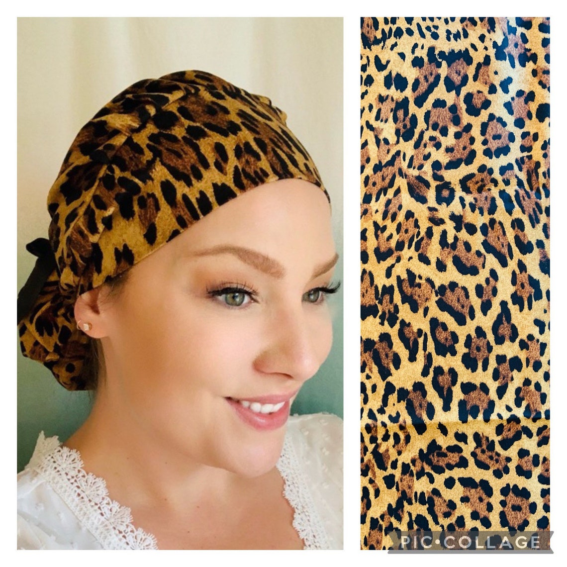 Leopard Print Ponytail Surgical Cap Cheetah Print Scrub Cap | Etsy