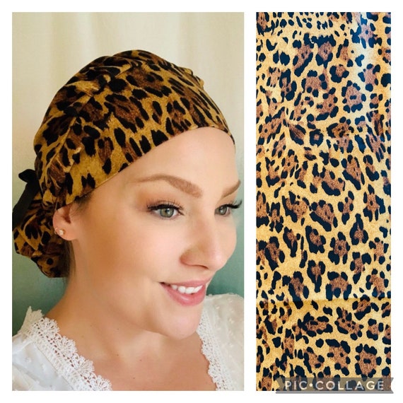 Leopard Print Ponytail Surgical Cap Cheetah Print Scrub Cap | Etsy