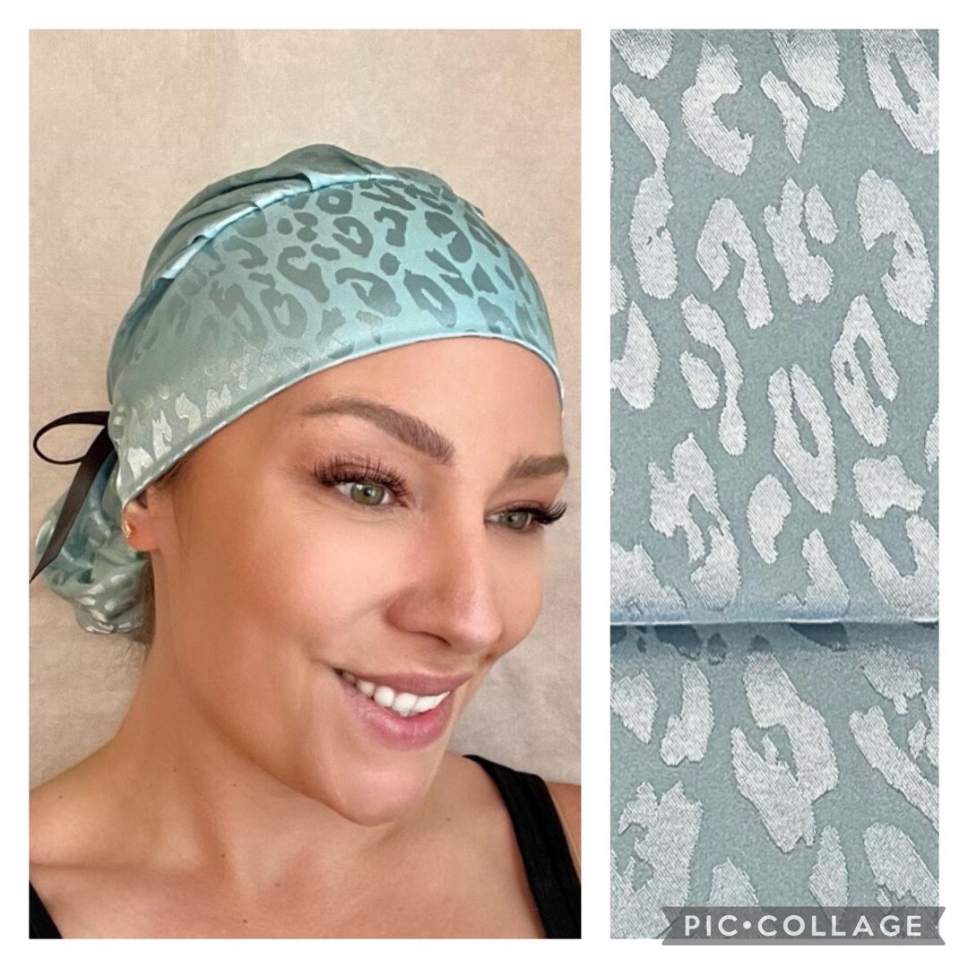 Satin Leopard Print Surgical Cap, Cheetah Ponytail Scrub Hat - Etsy