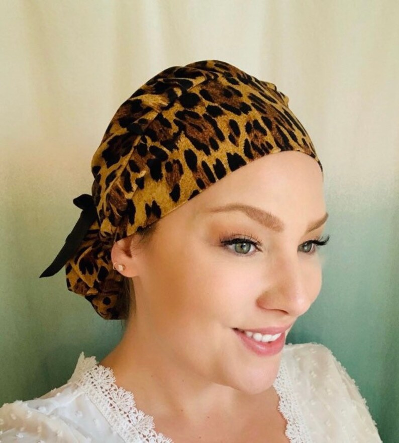 Leopard Print Ponytail Surgical Cap Cheetah Print Scrub Cap - Etsy
