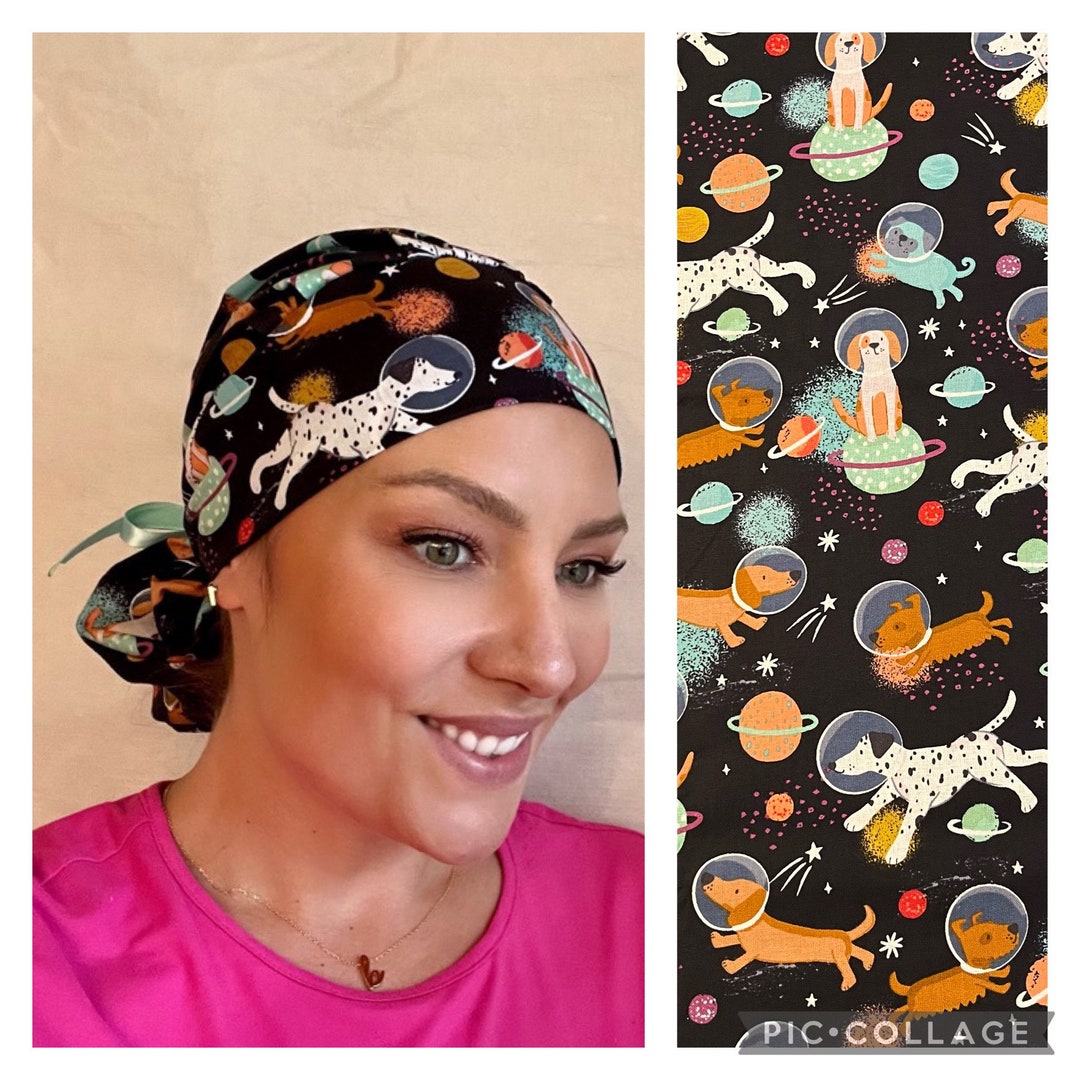 Veterinarian Ponytail Surgical Cap, Dog Space Scrub Hat - Etsy