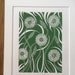 Green Daisies Patterned Lino Print, Floral Handmade Print, Daisy Block ...