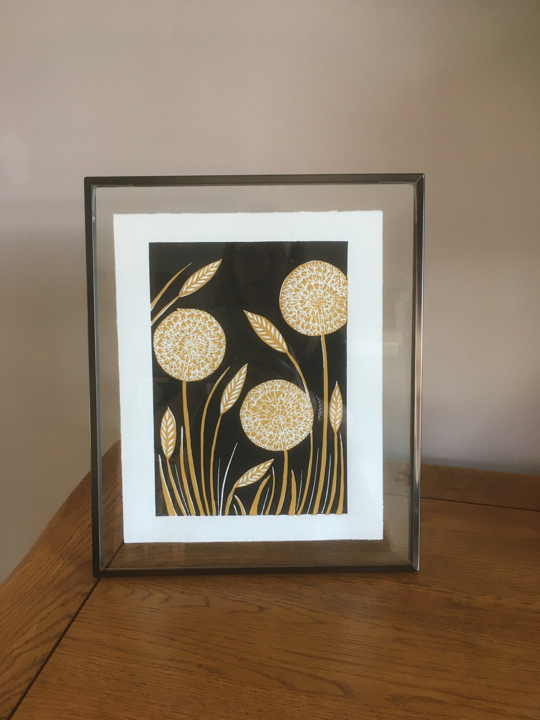 Dandelion Clock Lino Print Dandelion Seed Head Art Wall - Etsy New Zealand