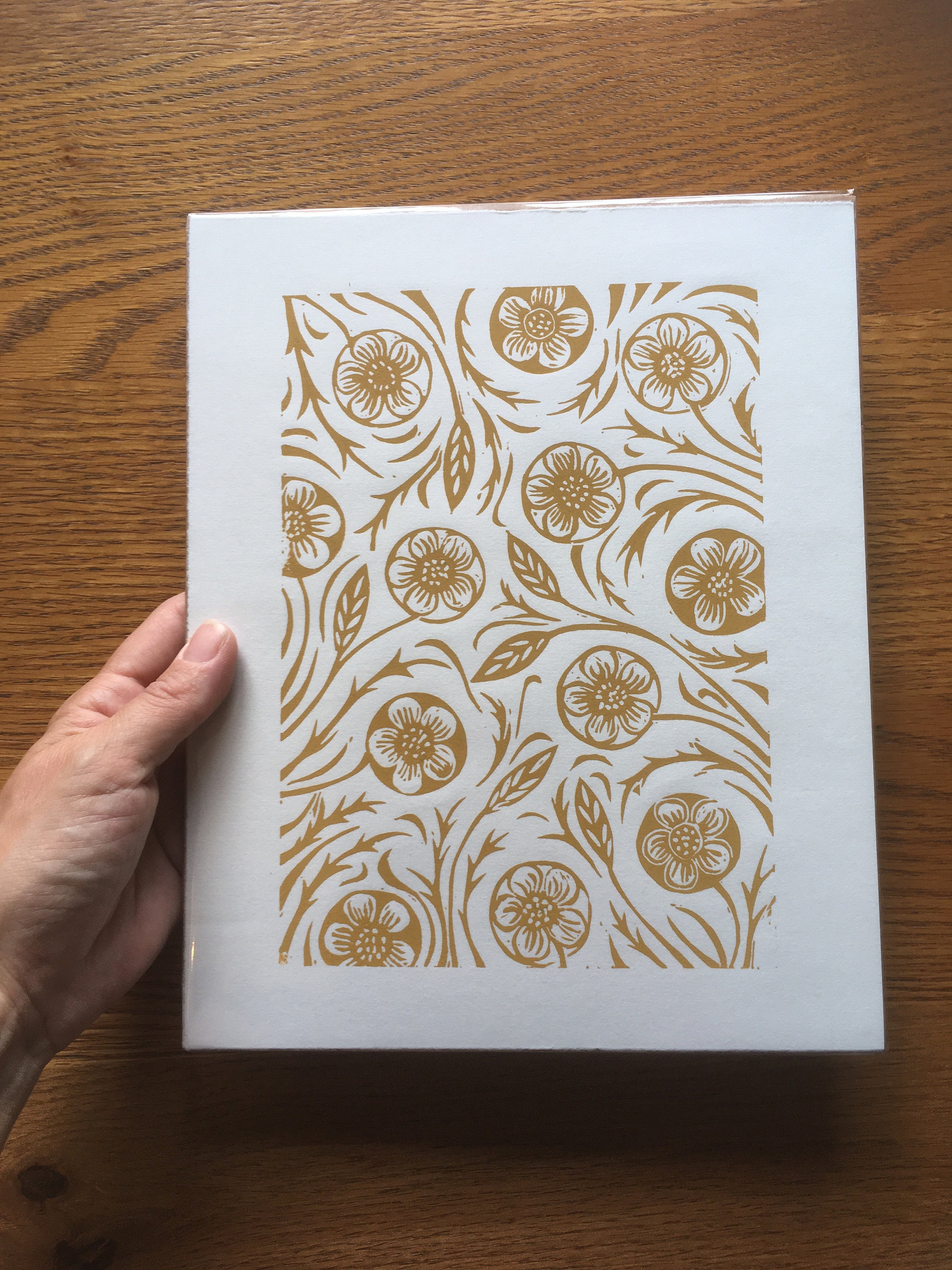 Ochre Floral Lino Print Ochre Wall Art 8x10 Buttercup - Etsy Norway