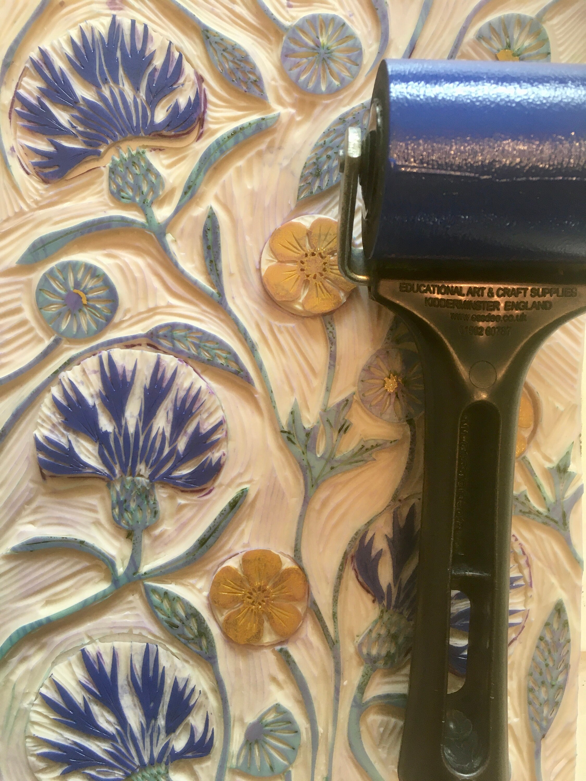 Wild Flowers Lino Print Floral Block Print Green Plants Art | Etsy