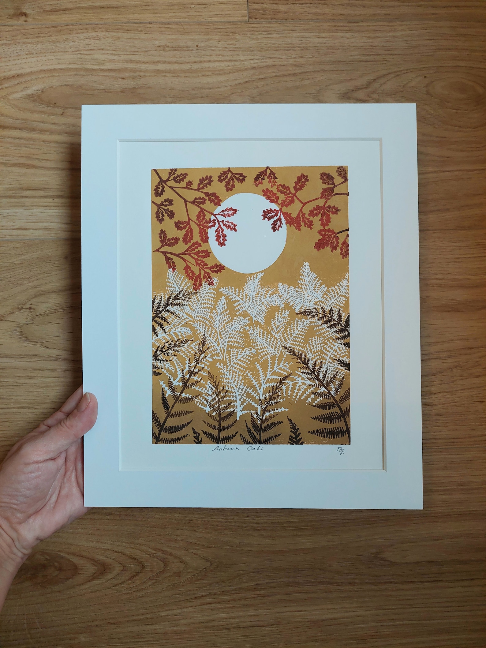 Autumn Lino Print, Oak Tree Print, Fall Block Print, Fall Art, Oak ...