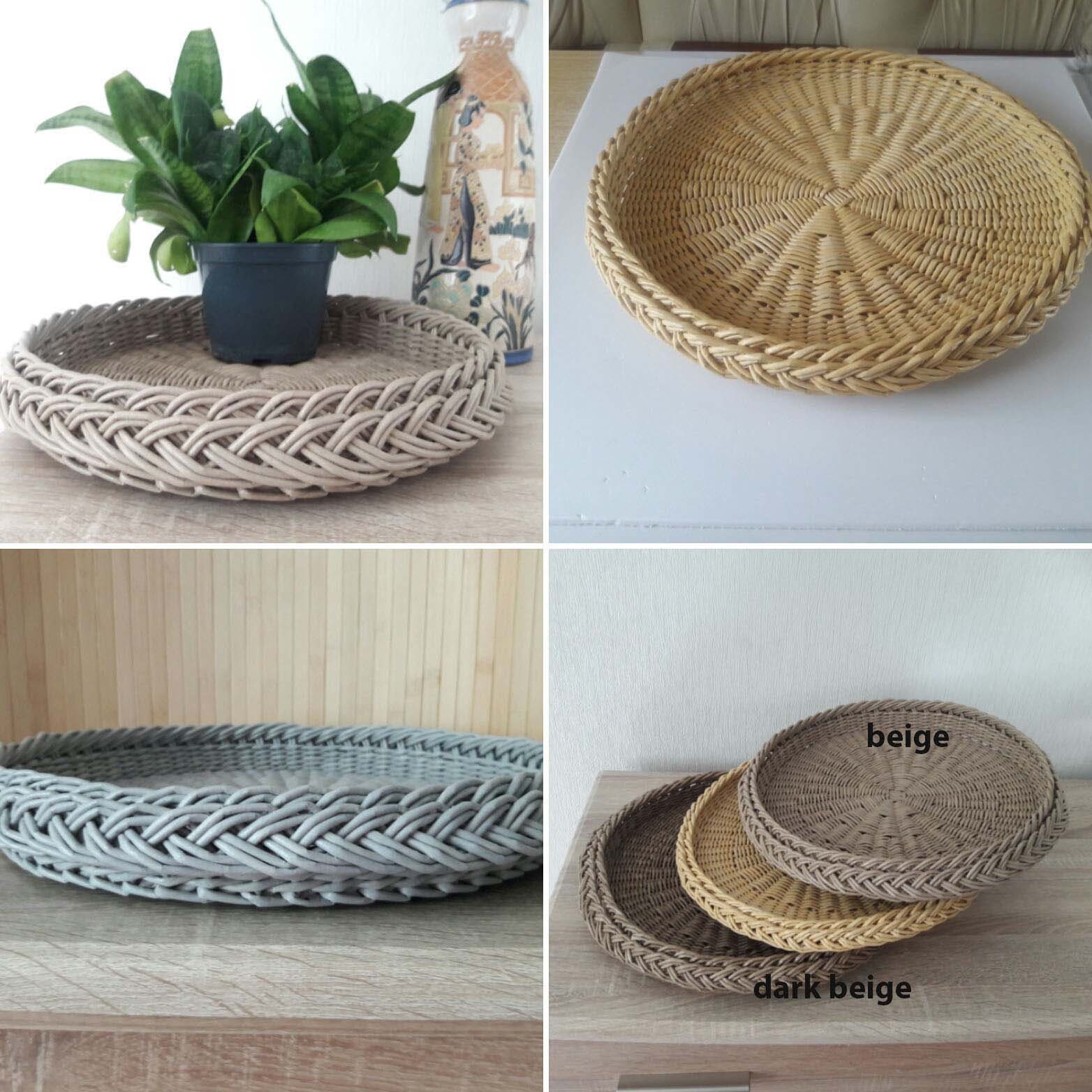 Rustic serving tray Coffee table tray Large round wicker woven | Etsy