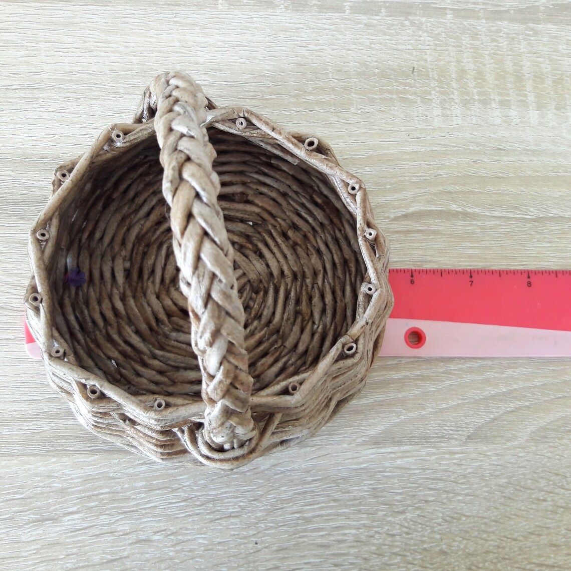 Small Handwoven Wicker Basket With Handle Easter Table Decor | Etsy