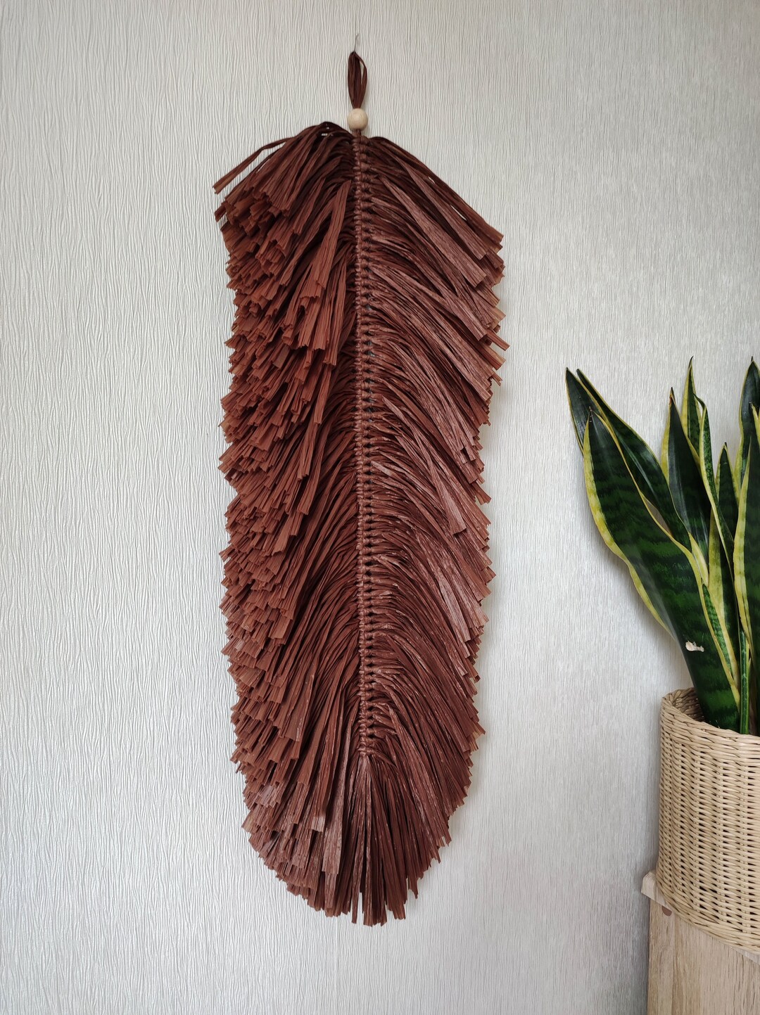 Large Raffia Leaf Feather Art Wall Hanging African Decor for Home Boho ...