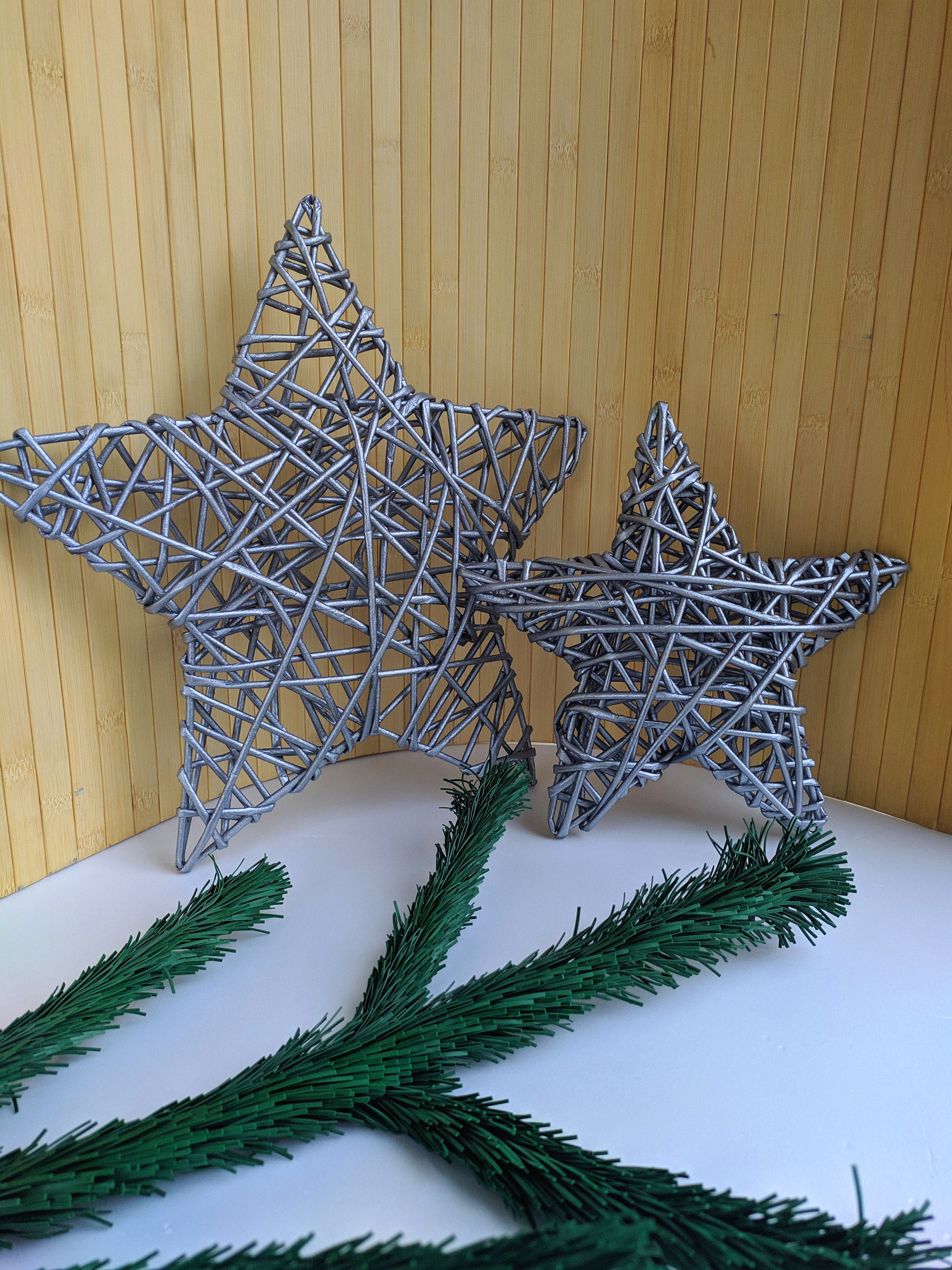 Christmas star tree topper Silver wicker star | Etsy