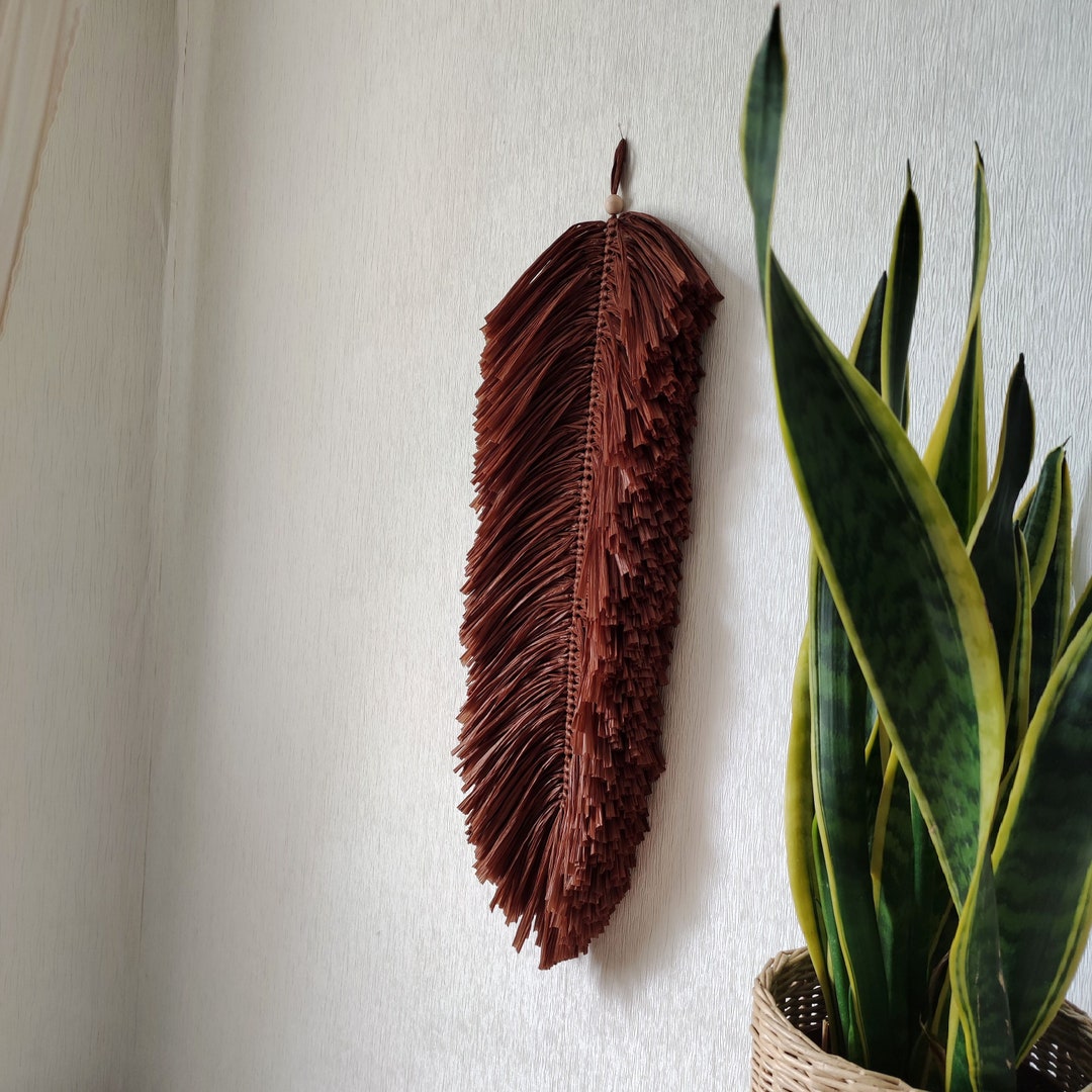 Large Raffia Leaf Feather Art Wall Hanging African Decor for Home Boho ...