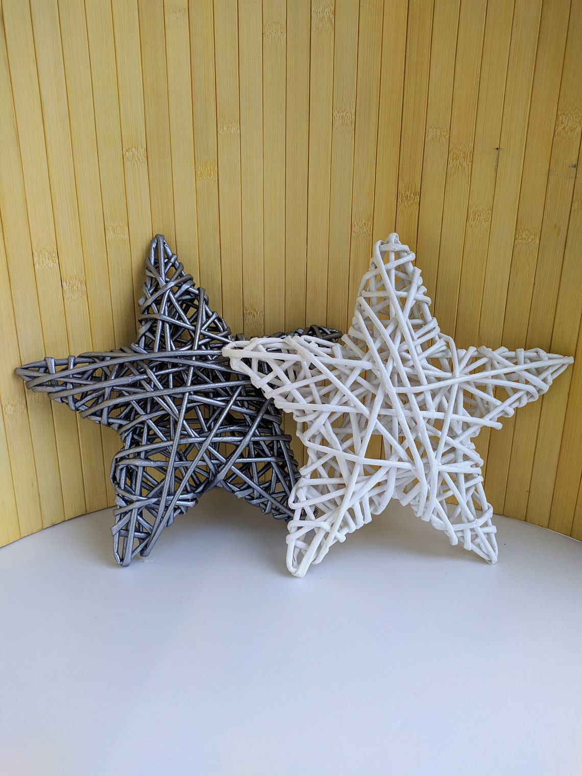 Christmas star tree topper Silver wicker star | Etsy