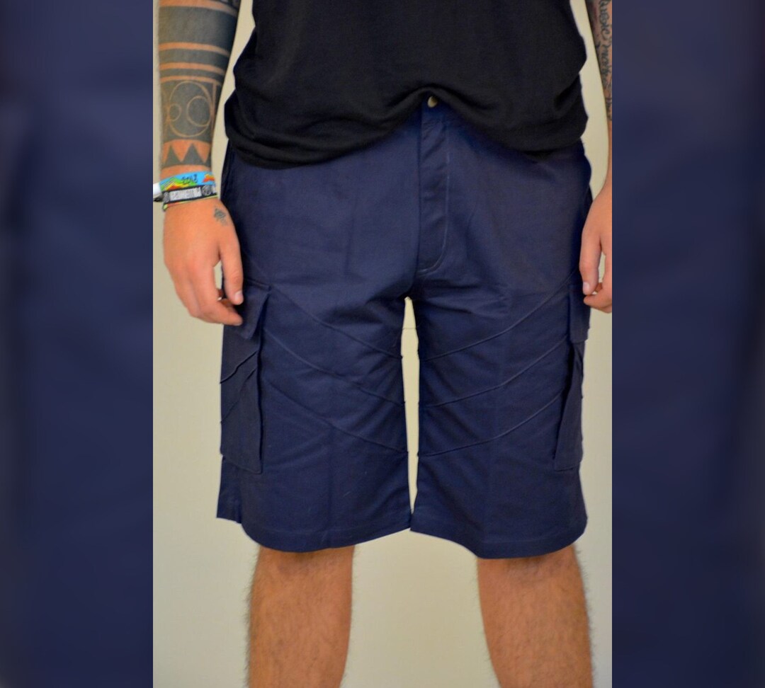 Cargo Shorts - Short Pants - Dark Blue - Seams - 6 Pockets - Etsy
