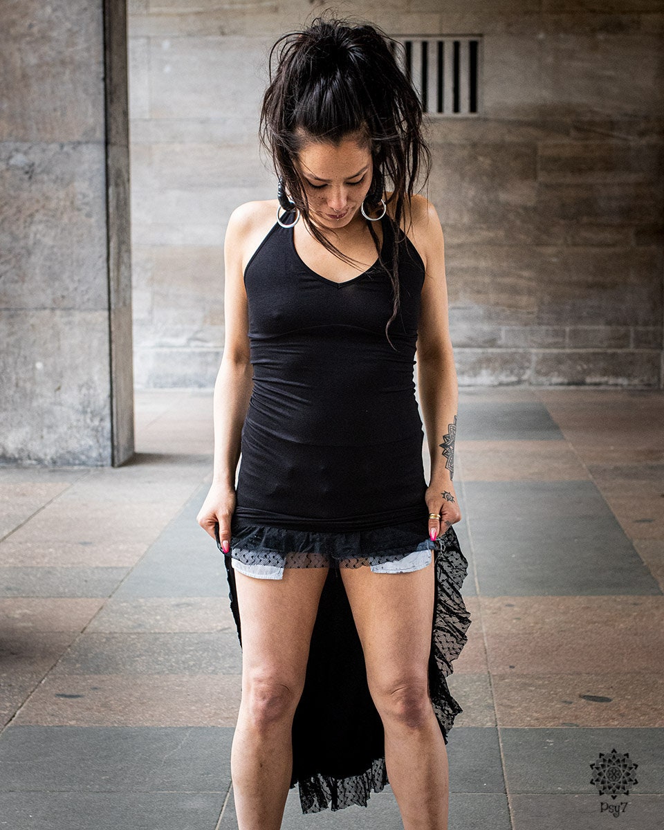 Long Boho Neckholder Dress With Lace Mullet Dim Hem - Etsy