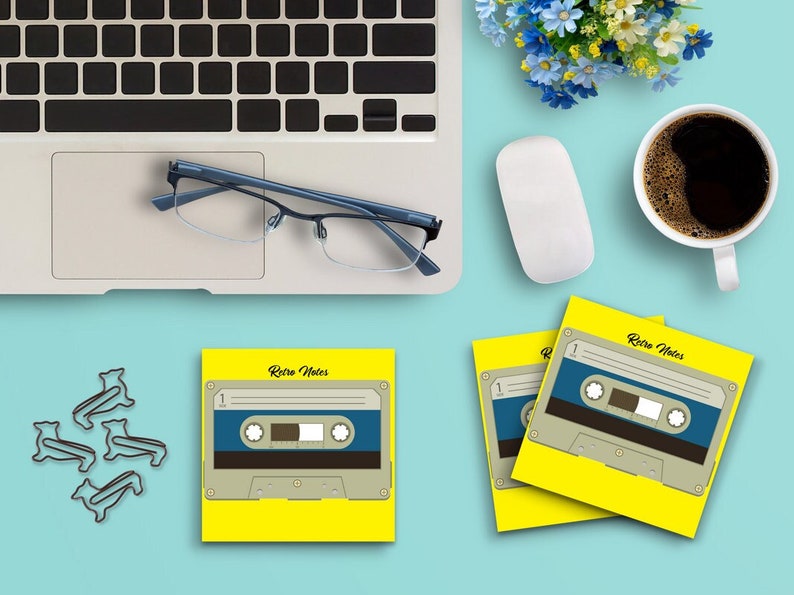Sticky Notes Retro Notes Cassette Tape, 3"x3" 50 Sheet Count Cute Funny ...