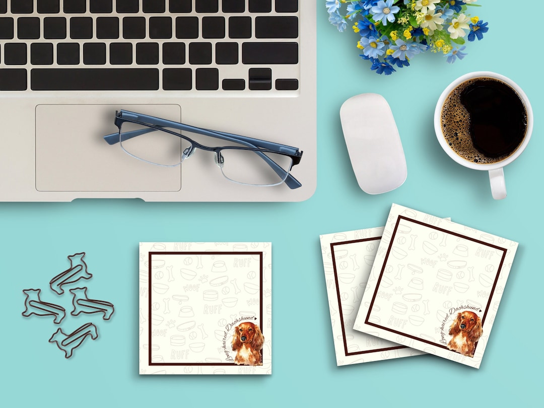 Sticky Notes Long Haired Dachshund Dog 3"x3" 50 Sheet Count Cute Funny ...