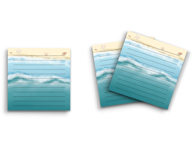 Sticky Notes Beach Ocean Waves Sand Seashells 3x3 - Etsy