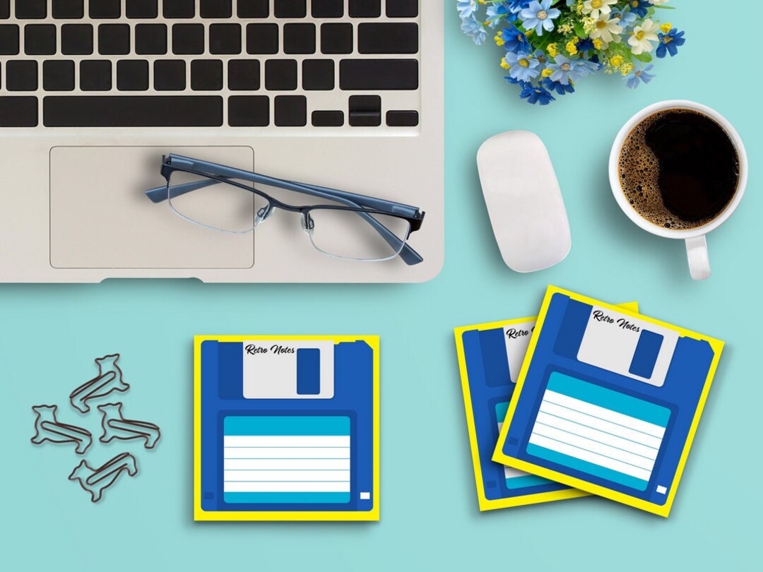 6 Pad Sticky Note Assortment Retro 80s Computer Floppy Disc and ...
