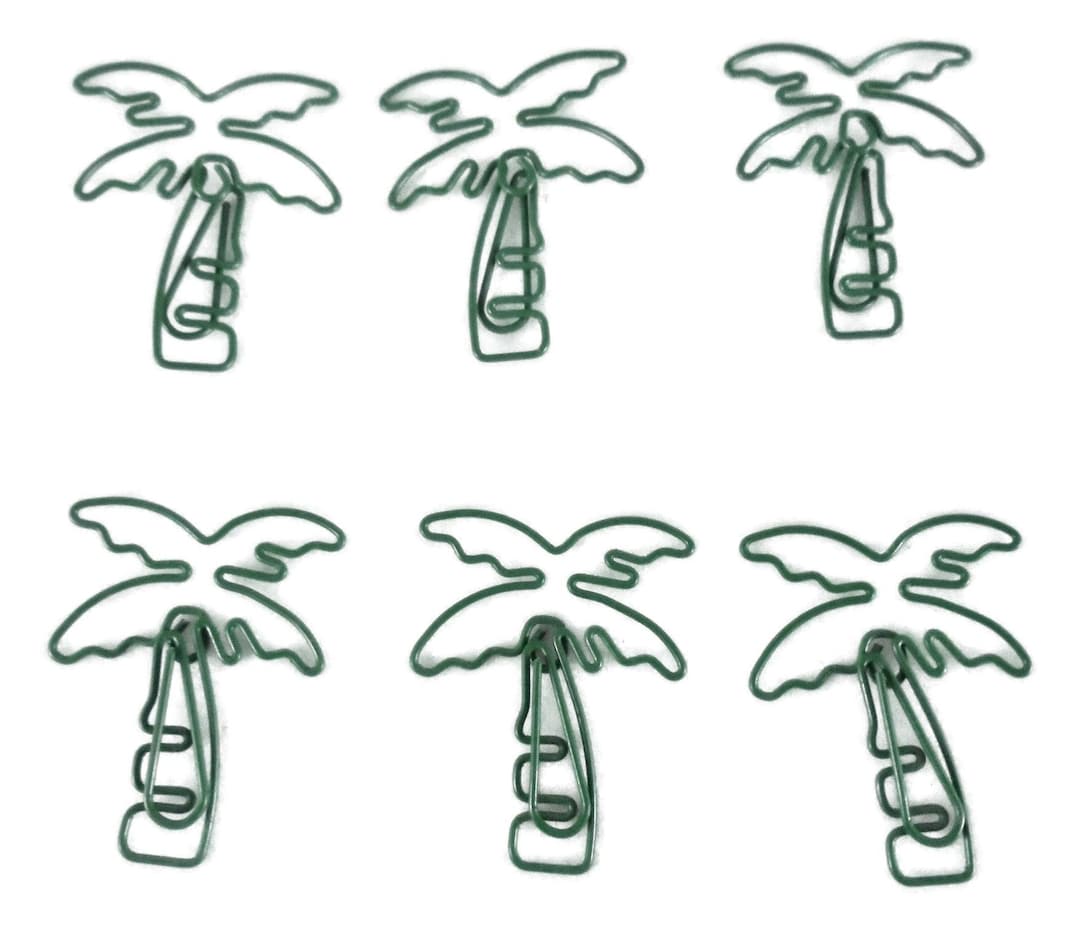 100 Count Green Palm Tree Paper Clips, Cute Shaped Paper Clips, Desk ...