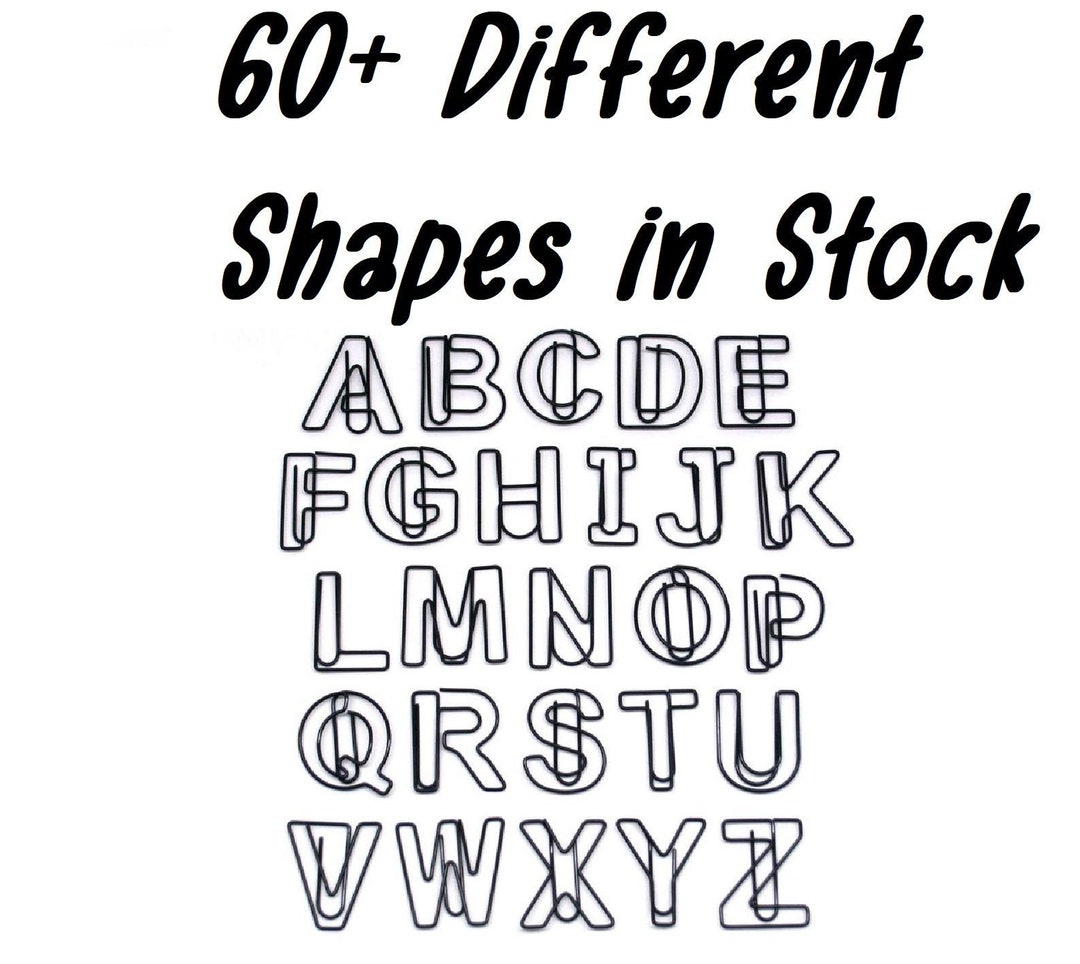 25 Count Paper Clips, Numbers Letters Alphabet Initials Monogram Black ...