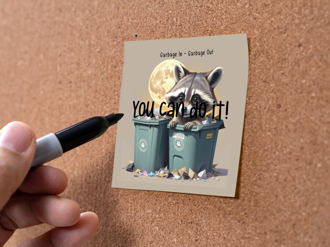 Raccoon Sticky Notes 3"x3" 50 Sheet Count Cute Raccoon in Garbage Trash ...