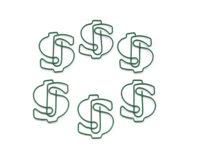 5pk Dollar Sign Paperclips | 5-pack or 10-pack| Dollar Bill | Money ...