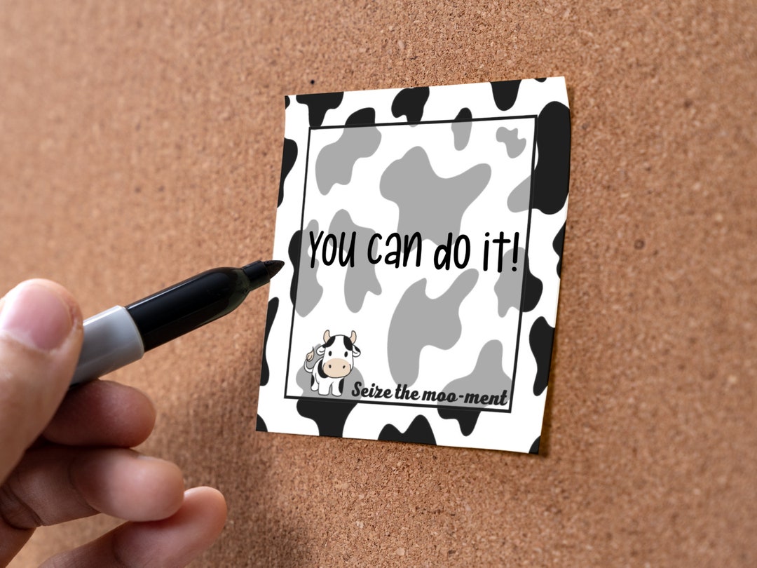 Sticky Notes Seize the Moo-ment Cow, 3"x3" 50 Sheet Count Cute Funny ...