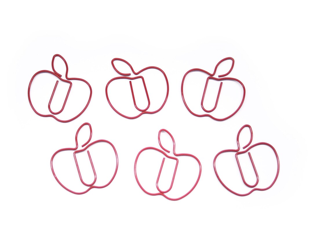 100 Count Apple Paper Clips, Apple Teacher Gifts, Cute Shaped Paper ...