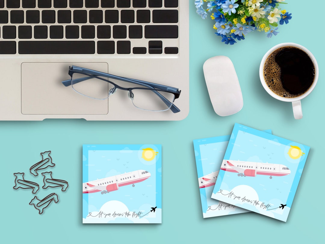 Sticky Notes Let Your Dreams Take Flight Airplane, 3"x3" 50 Sheet Count ...