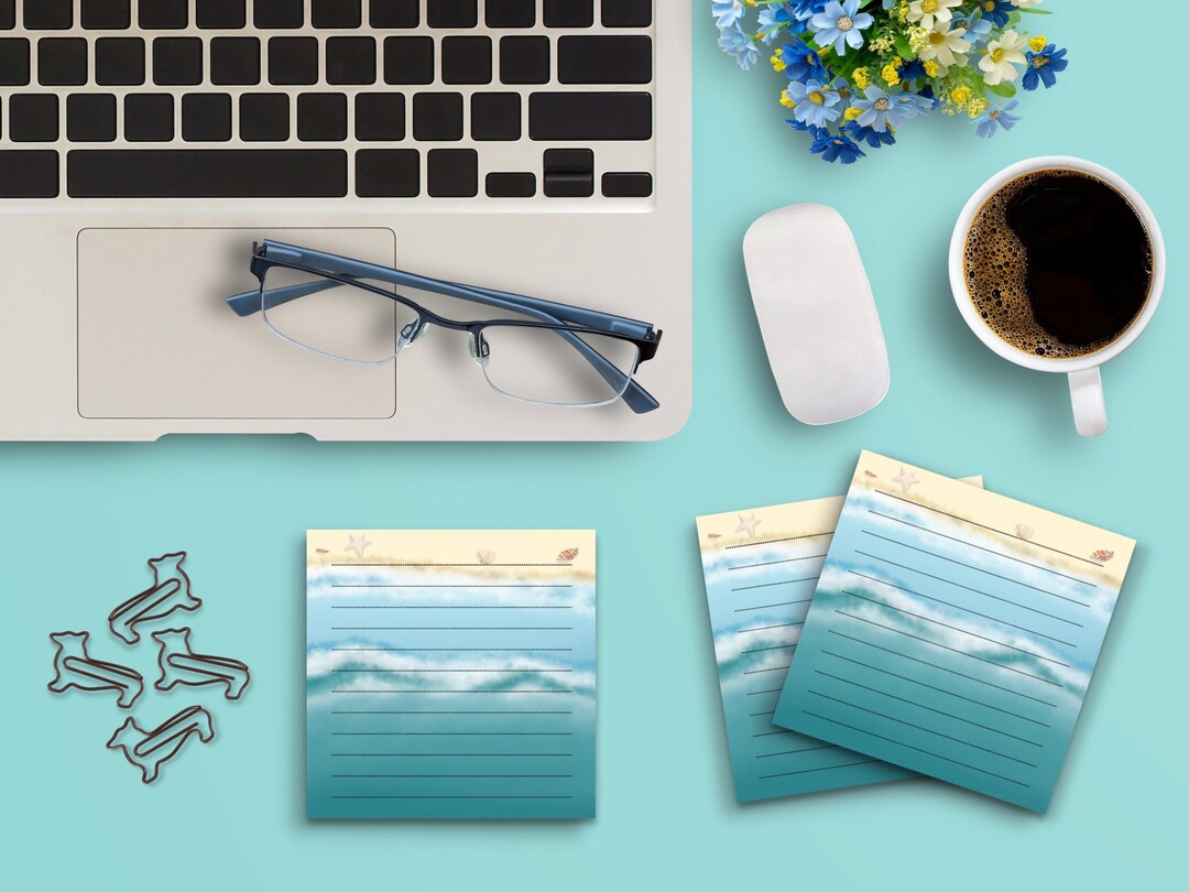 Sticky Notes Beach Ocean Waves Sand Seashells 3x3 50 Sheet Count Cute ...