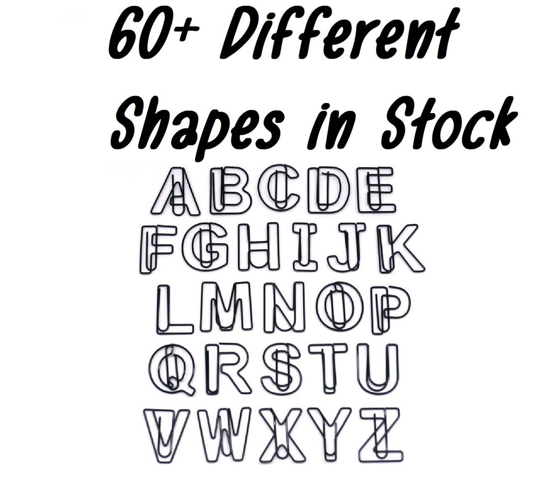 10 Count Paper Clips, Numbers Letters Alphabet Initials Monogram Black ...