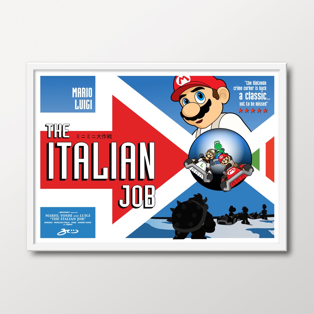 The Italian Job X Mario Poster | Games Room Art Super Mario Poster ...